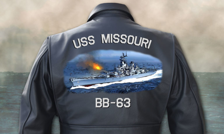 Custom handpainted Naval leather jackets - US Wings